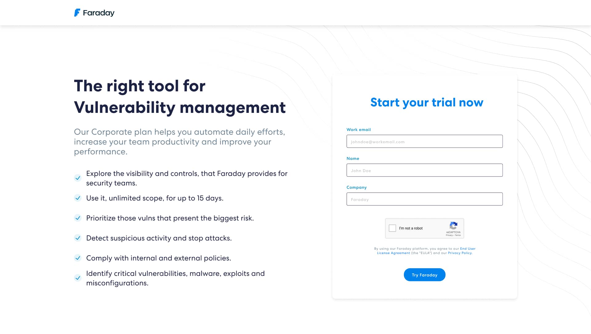 Faraday Getting started: sign up and have a First Scan