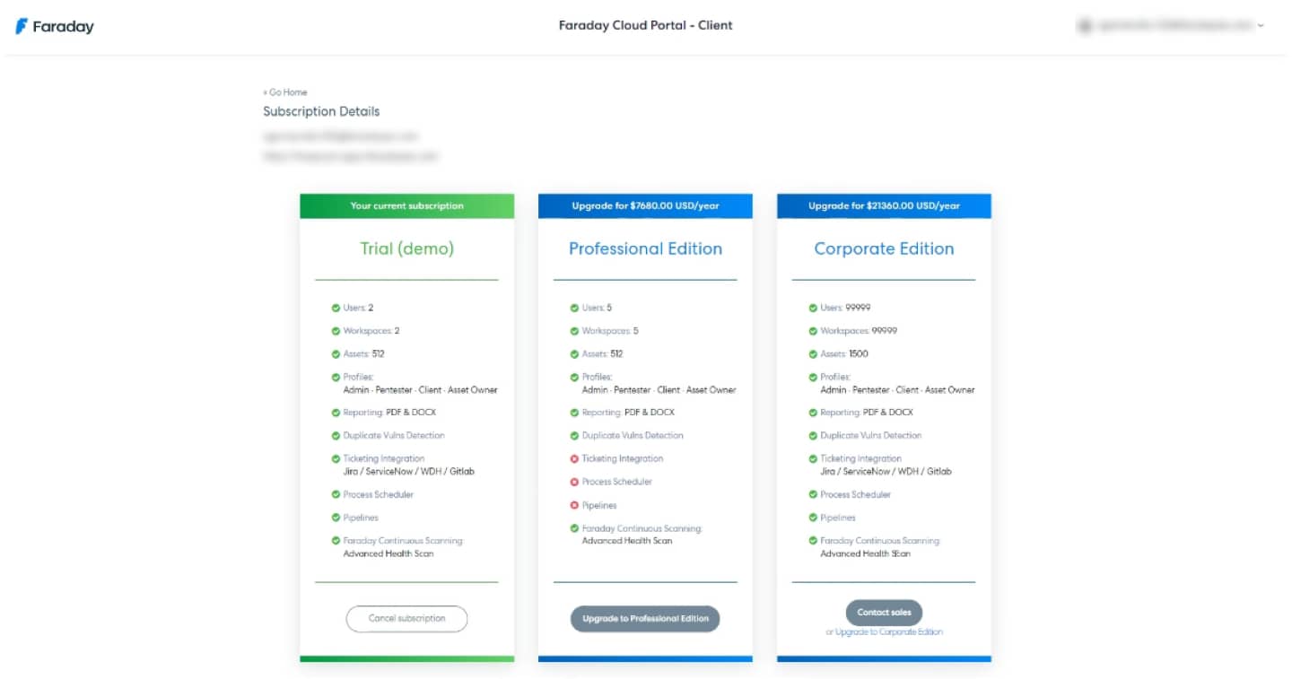 How to upgrade your Faraday Subscription